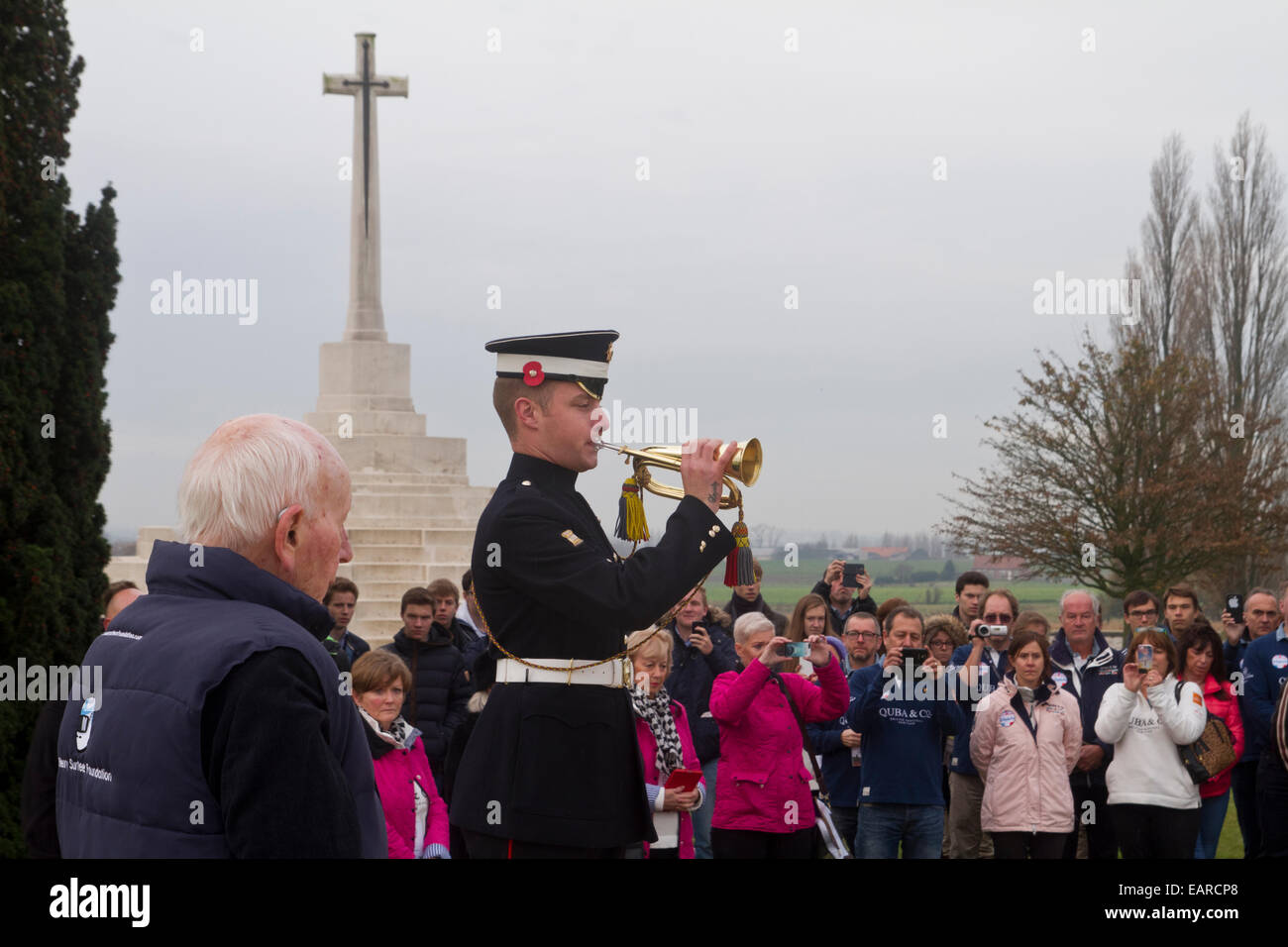 Coldstream Guardsman Ashley Cole signals the last post at Tyne Cot WW1 ...