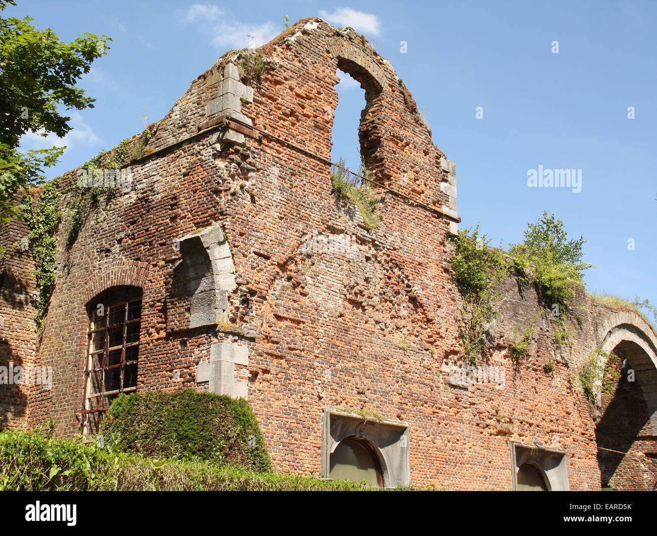 Ruins of building of the Cistercienzer Abbey of Auine. Belgian Ardennes ...