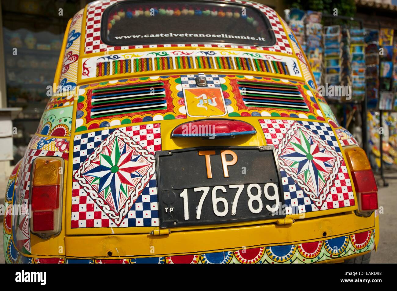 Brightly painted vintage Fiat, Sicily, Italy Stock Photo - Alamy