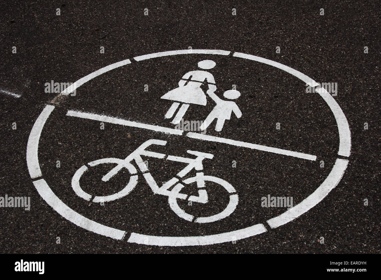 Bicycle and pedestrian path, pictogram, Ulm, Baden-Württemberg, Germany ...