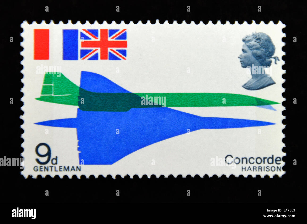 Postage stamp. Great Britain. Queen Elizabeth II. First Flight of ...