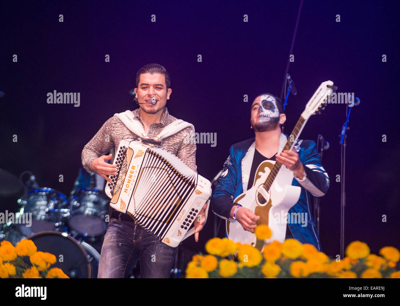 Singer Noel Torres perform live on stage at the Dia De Los Muertos ...
