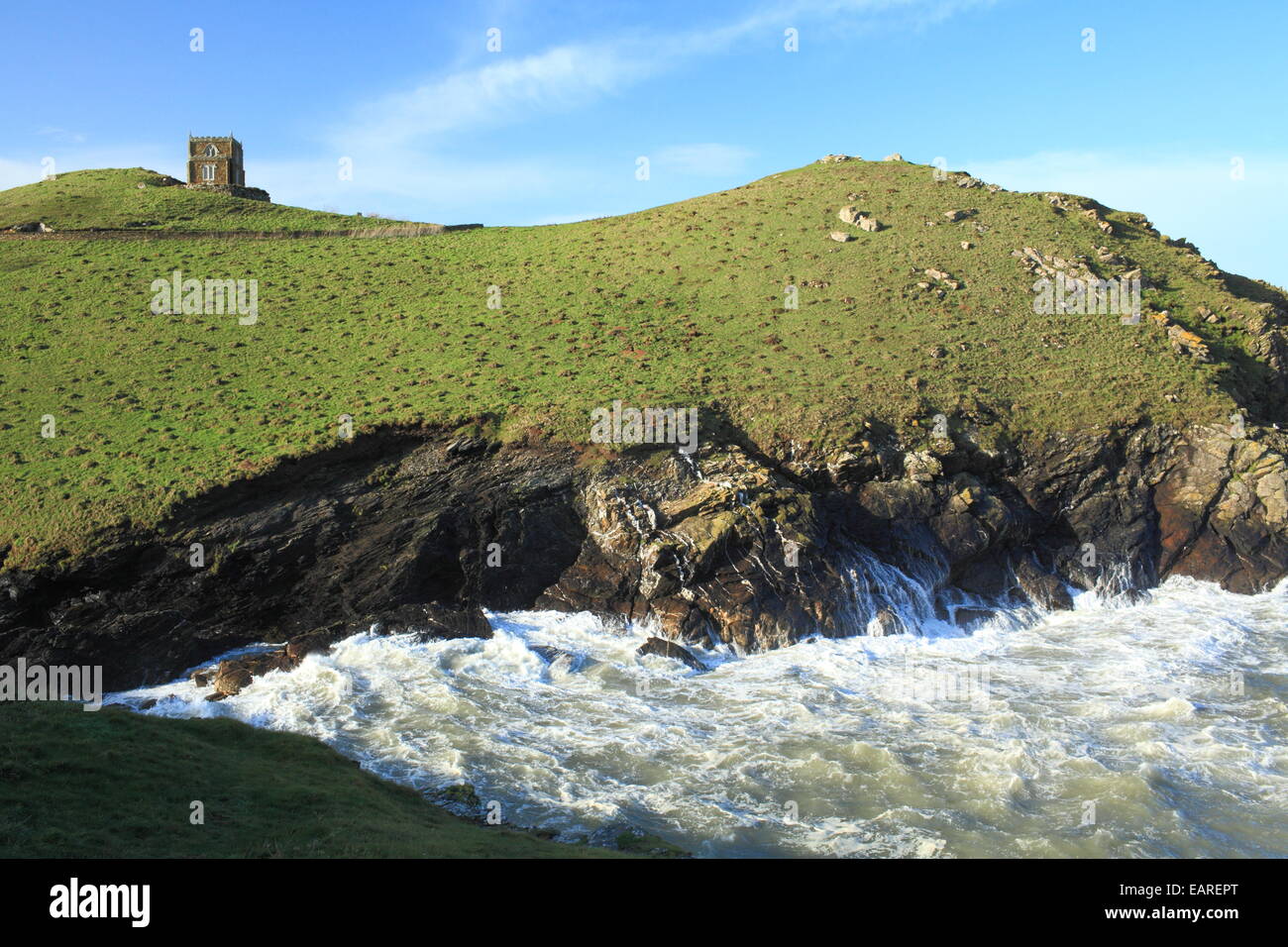 Doyden point with Doyden castle, Port Quin, North Cornwall, England, UK ...