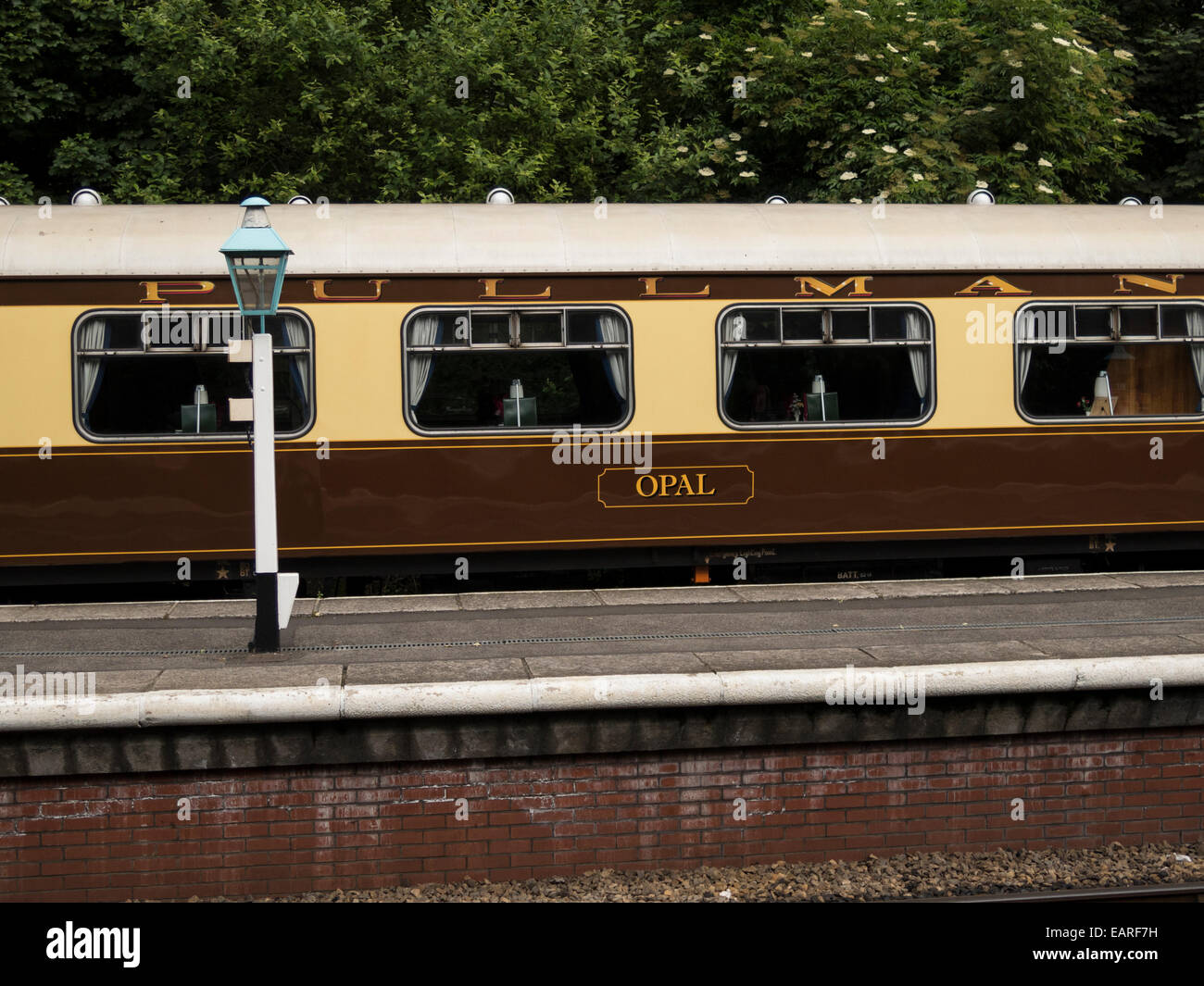 detail of vintage Pullman train coaches at Grosmont station, on the ...