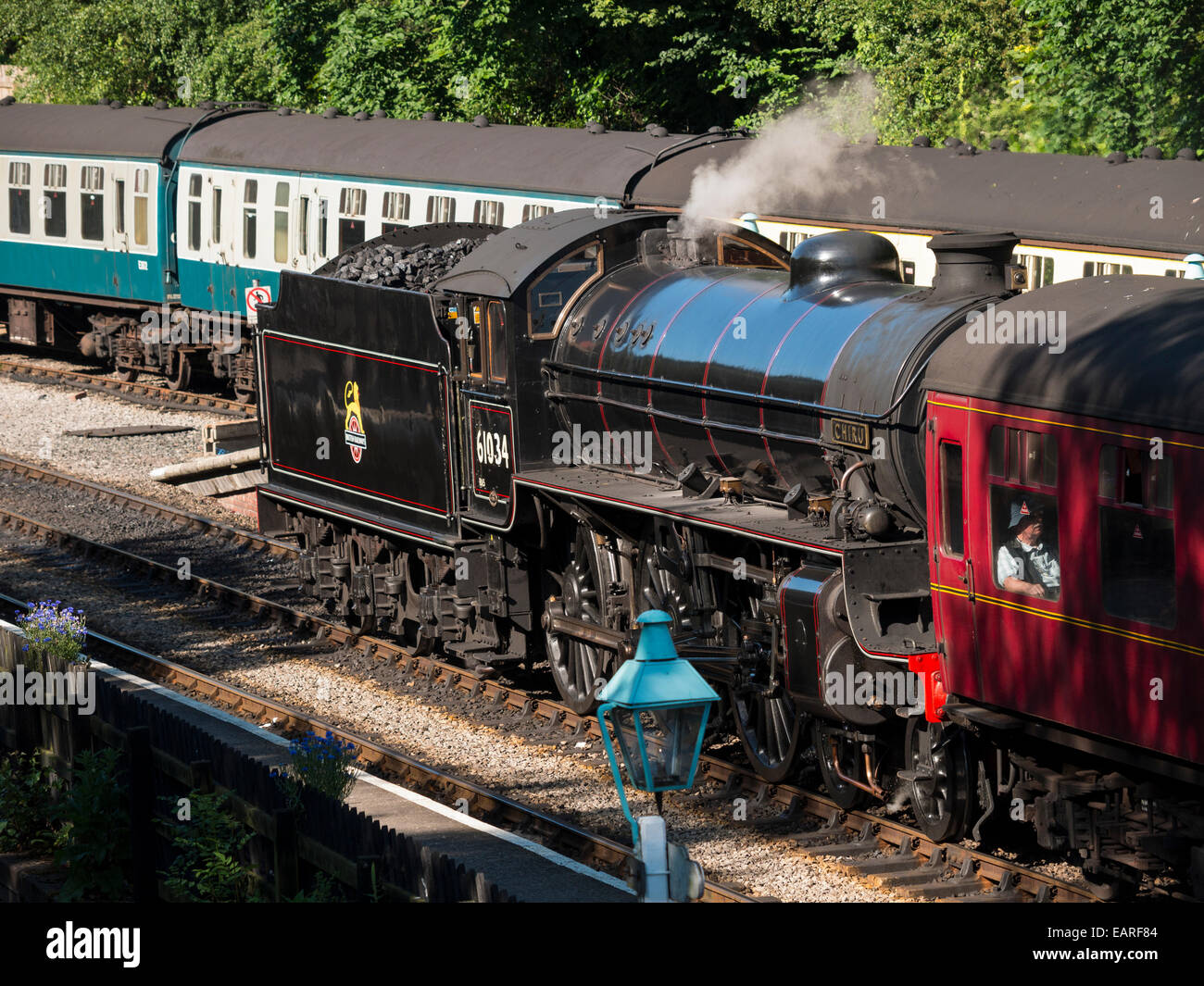 vintage steam locomotive Chiru, at Grosmont station on the North ...
