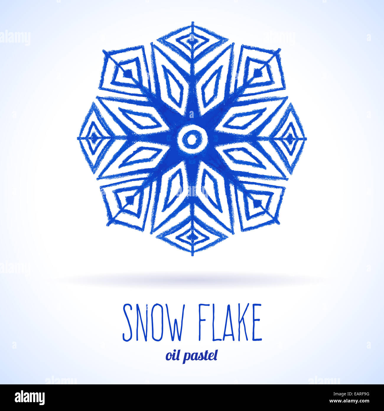 Snow flake hand drawn with oil pastels Stock Photo - Alamy