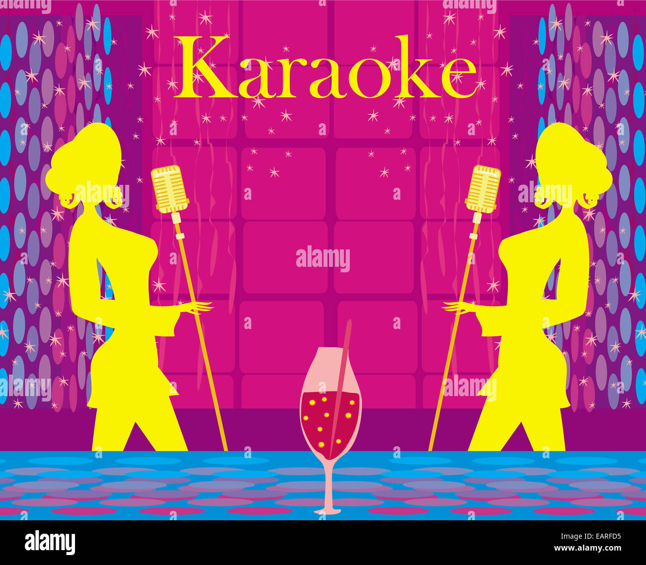 Karaoke night, abstract illustration with microphone and singer Stock ...