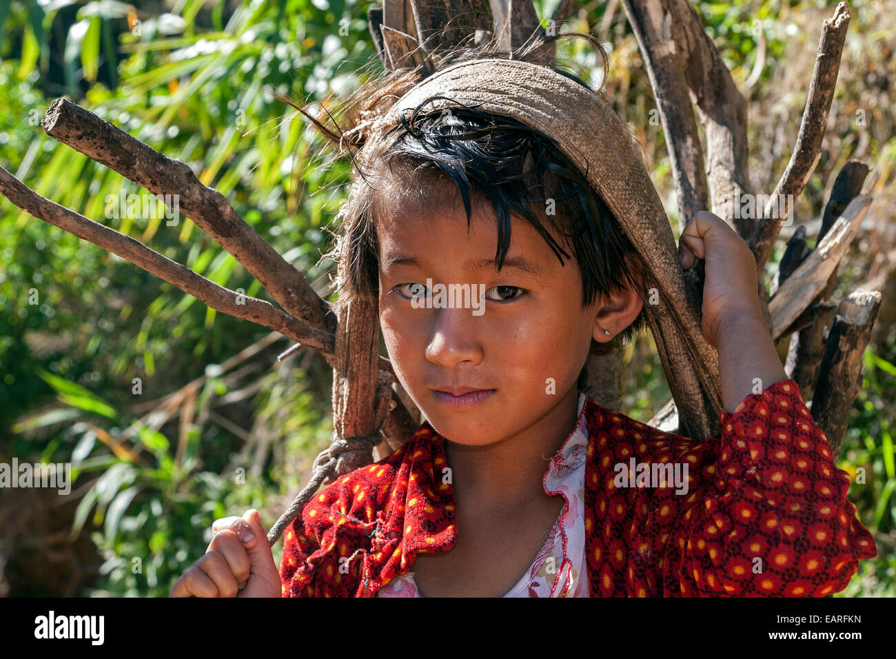 Girl of the Palaung ethnic group, portrait, Taung Ni Village, Kalaw ...
