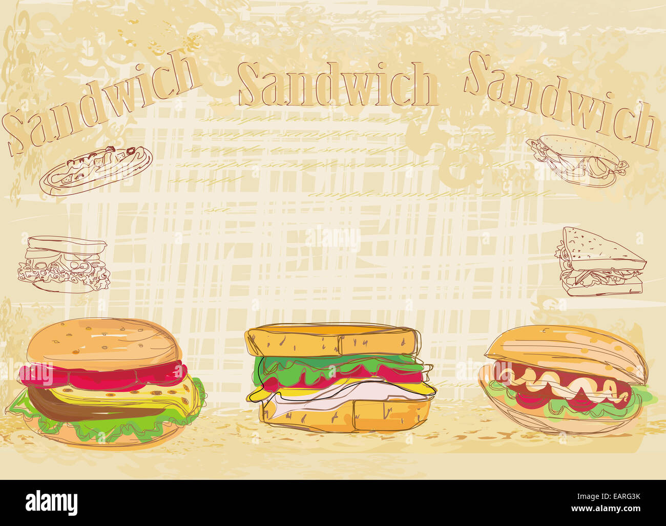 Horizontal grunge background with sandwich Stock Photo - Alamy
