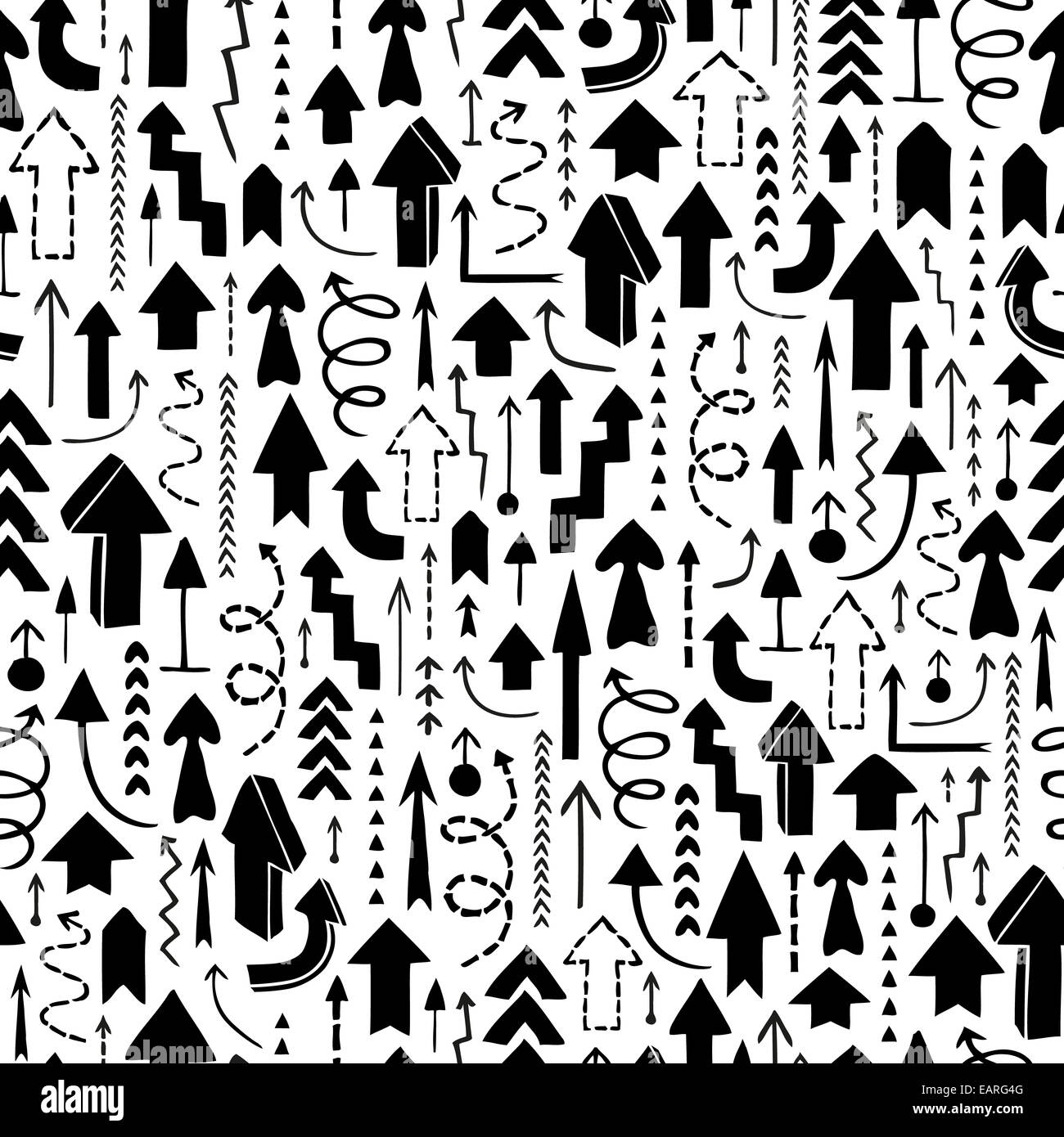 Seamless background of hand drawn arrows, from bottom up direction ...