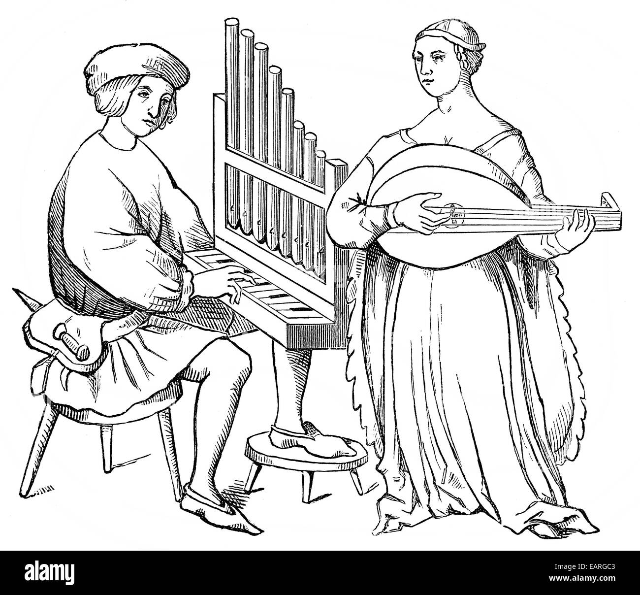 Drawing the lute Cut Out Stock Images & Pictures - Alamy
