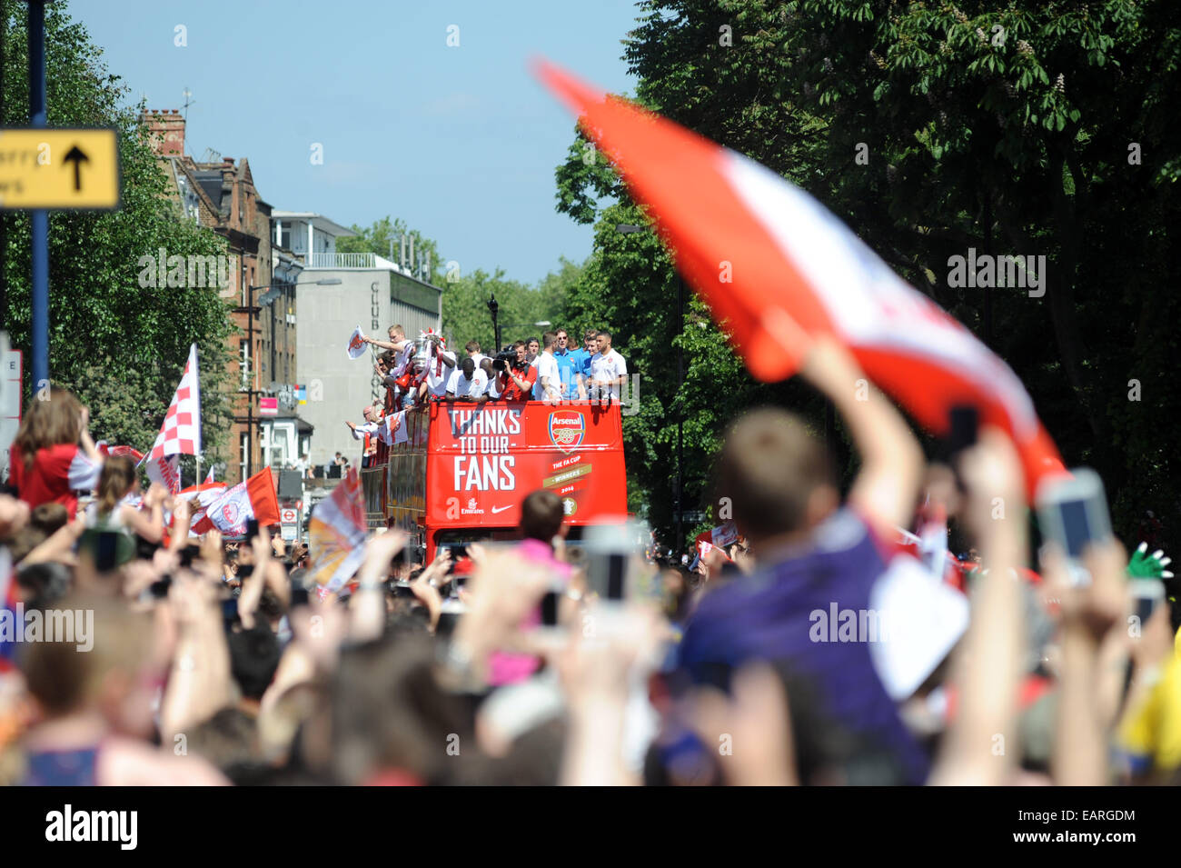 Scenes at the Arsenal FA Cup Victory Parade in North London Featuring ...