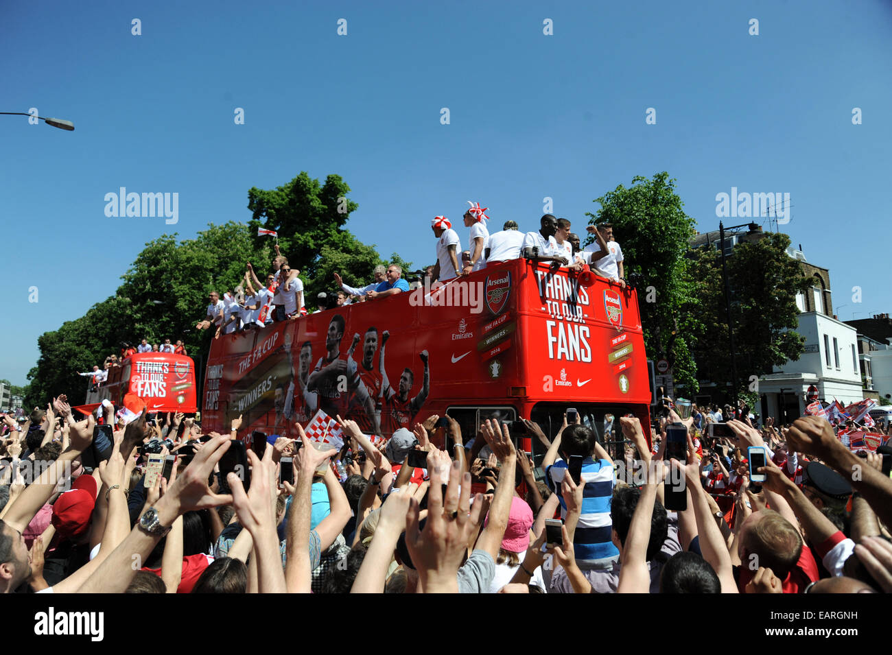 Scenes at the Arsenal FA Cup Victory Parade in North London Featuring ...