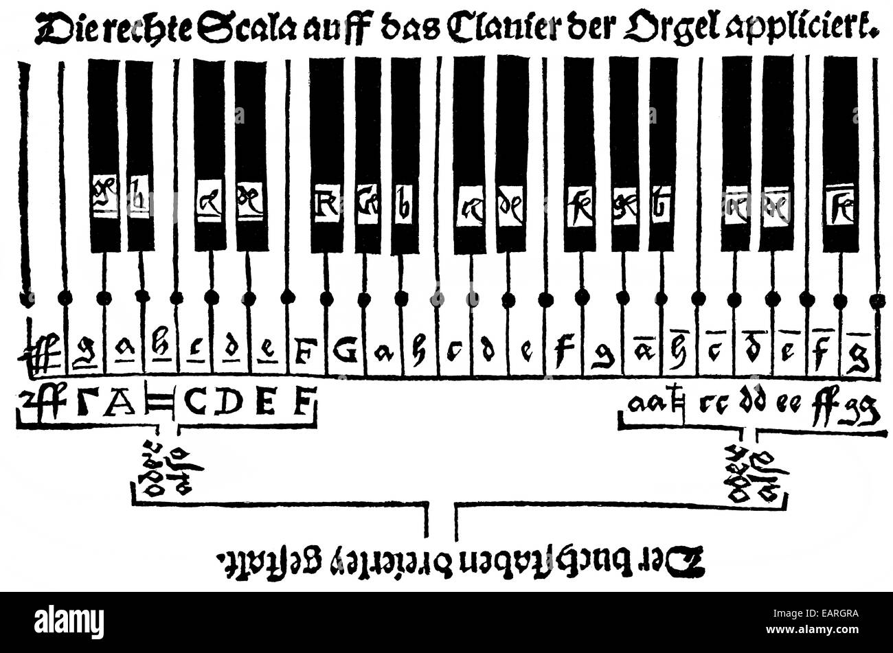 musical scale of a piano or organ, die Tonleiter oder Skala von einem ...