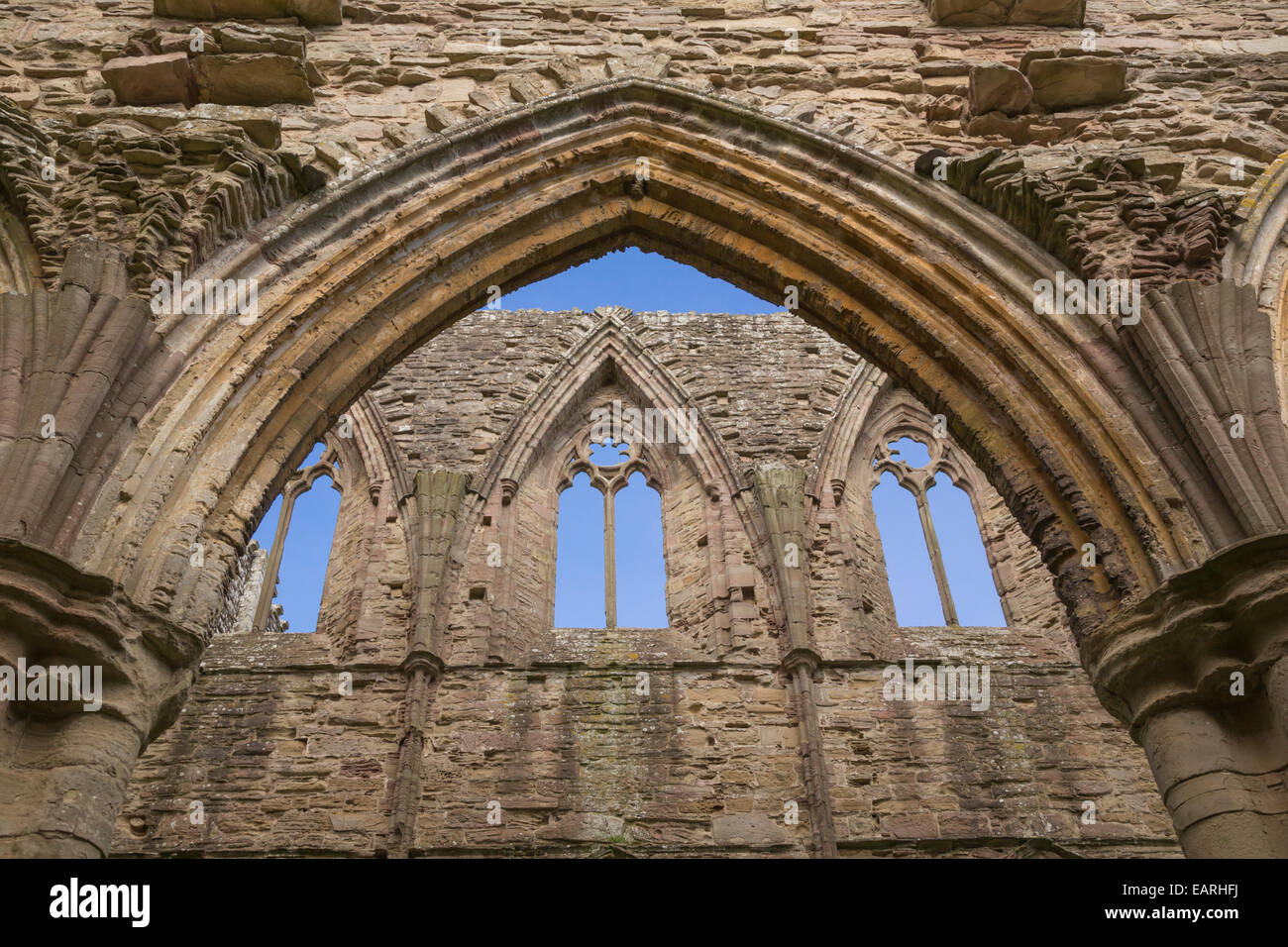 Tintern Abbey window detail Stock Photo - Alamy