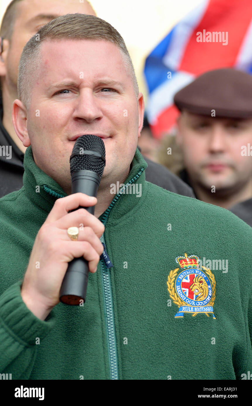 Paul Golding, leader of Britain First at a march in Rochester ahead of ...