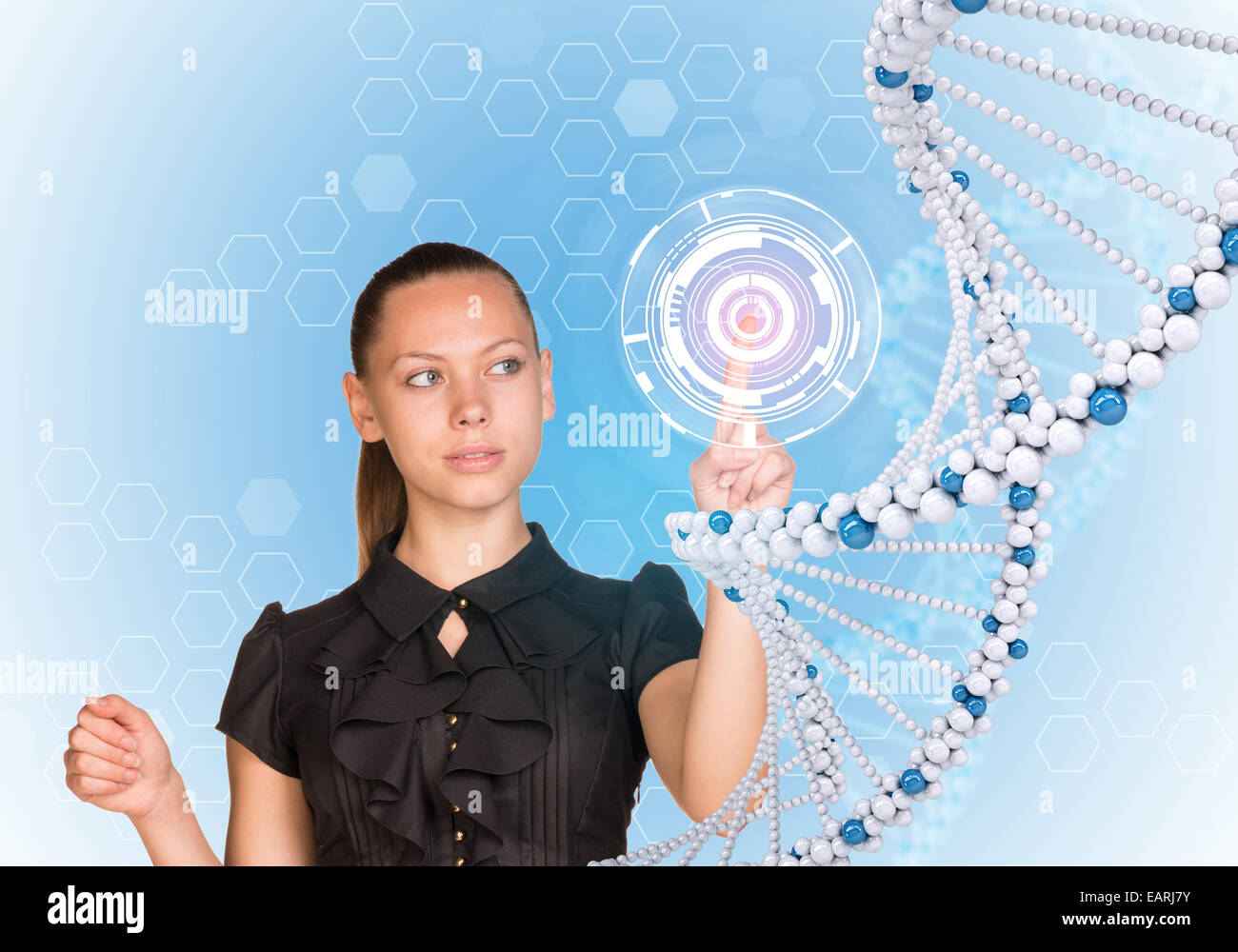 Businesswoman holding molecule model hi-res stock photography and ...