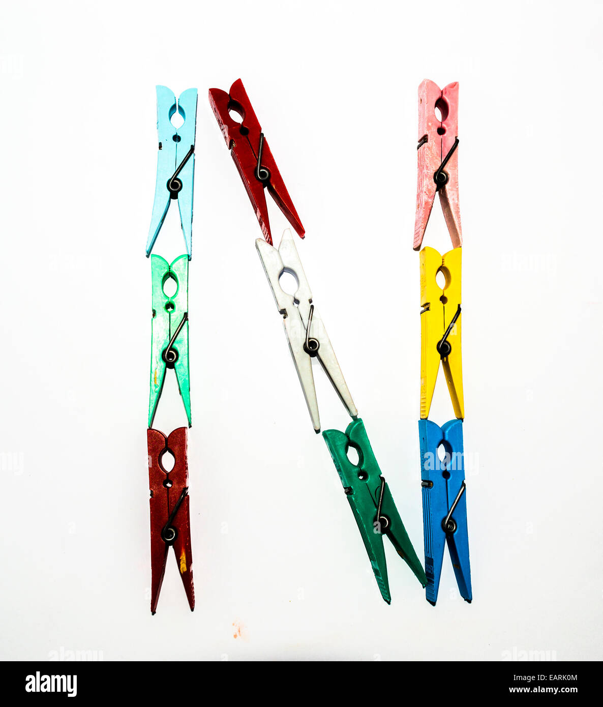 letter N made with clothespins Stock Photo - Alamy