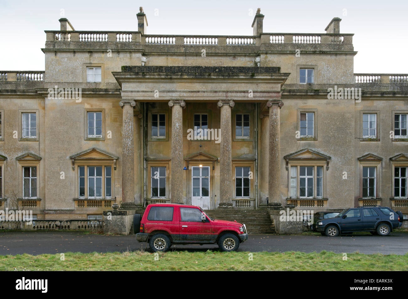 Tottenham House (red car outside) the family seat of Lord Cardigan with ...