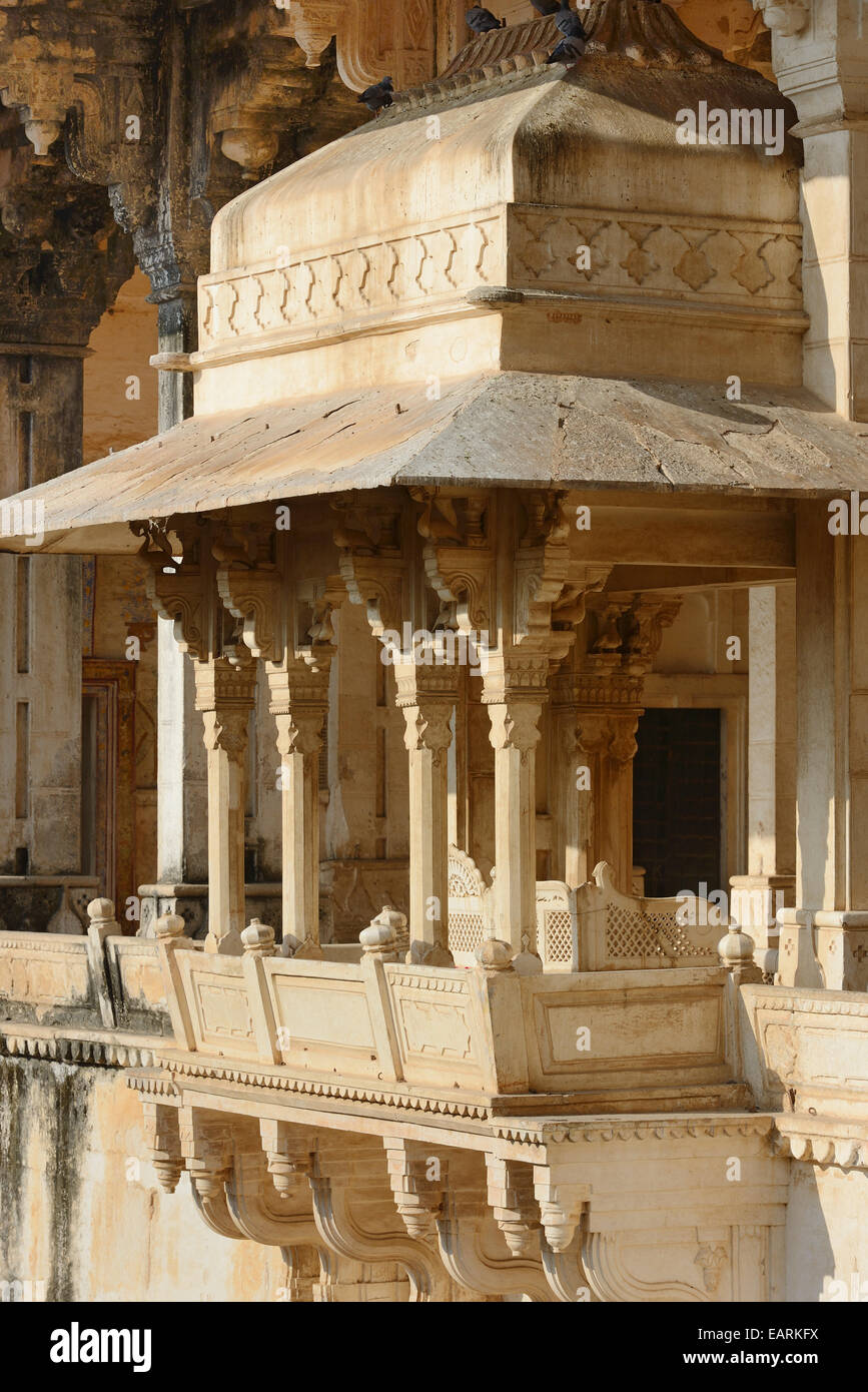 India, Rajasthan, Mewar Region, town of Bundi, marble throne of the ...