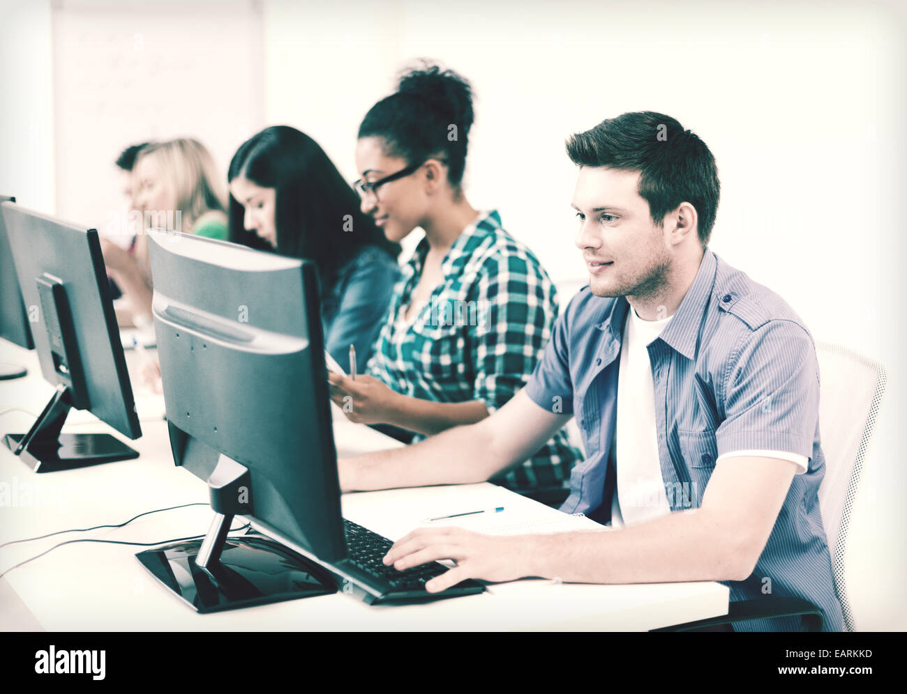 student with computer studying at school Stock Photo - Alamy