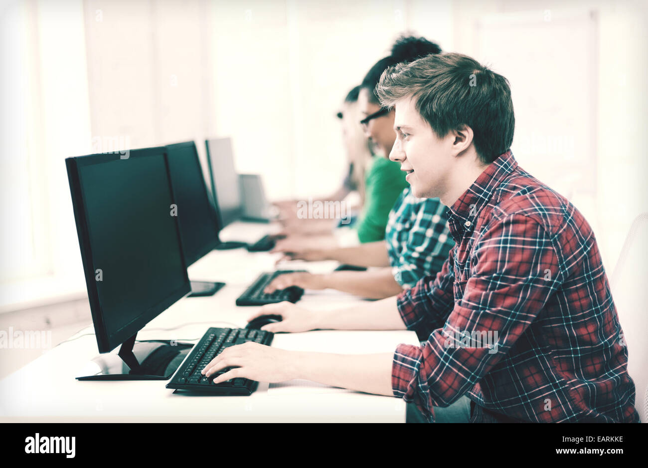 student with computer studying at school Stock Photo - Alamy