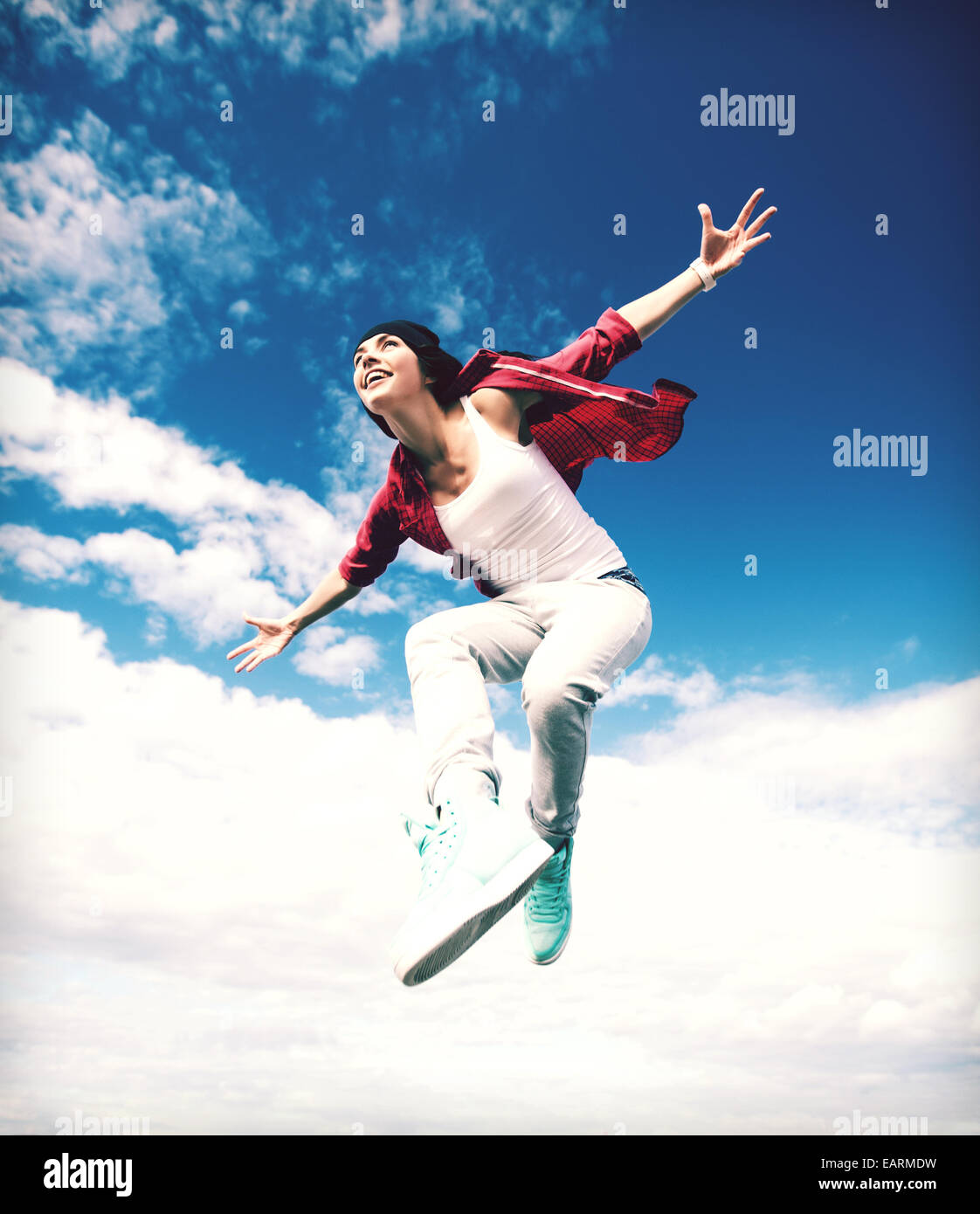 beautiful dancing girl jumping Stock Photo - Alamy