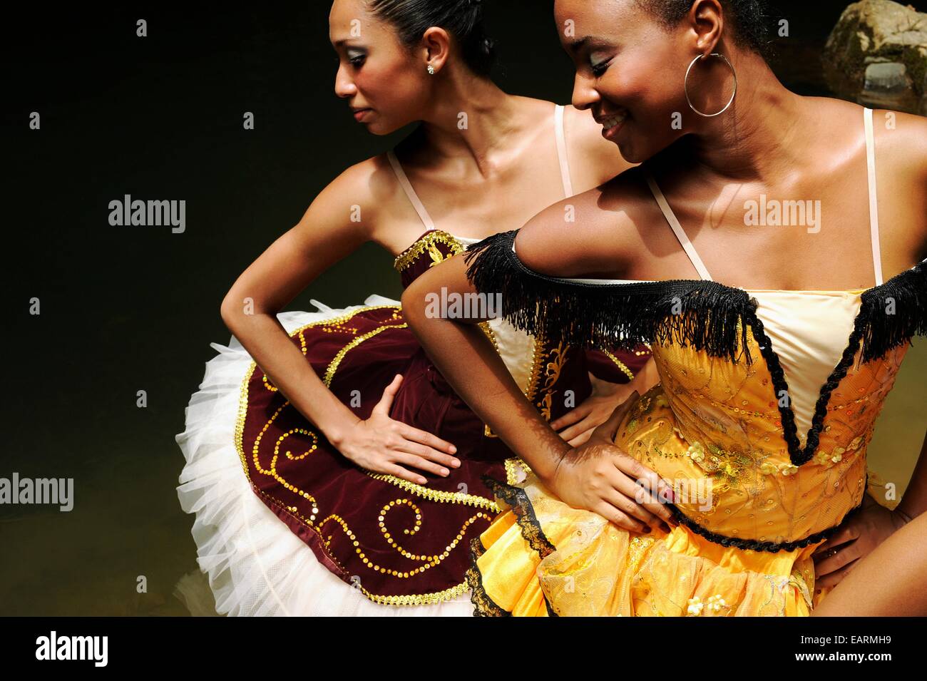 National Ballet of Panama ballerinas posing at the Chagres River Stock ...