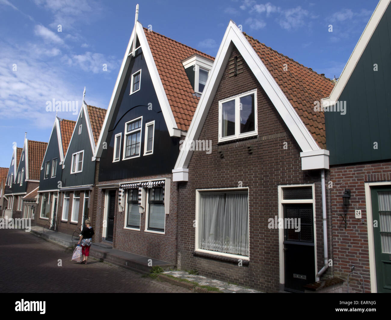 Typical street in Volendam, a tourist town Stock Photo - Alamy