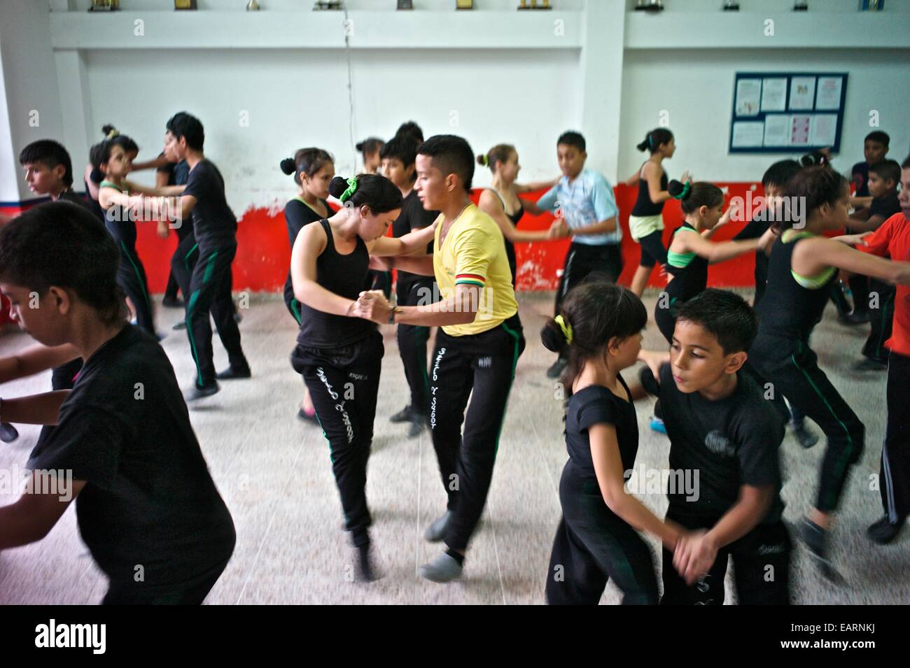 Young dancers practice the salsa on the academy's dance floor Stock ...