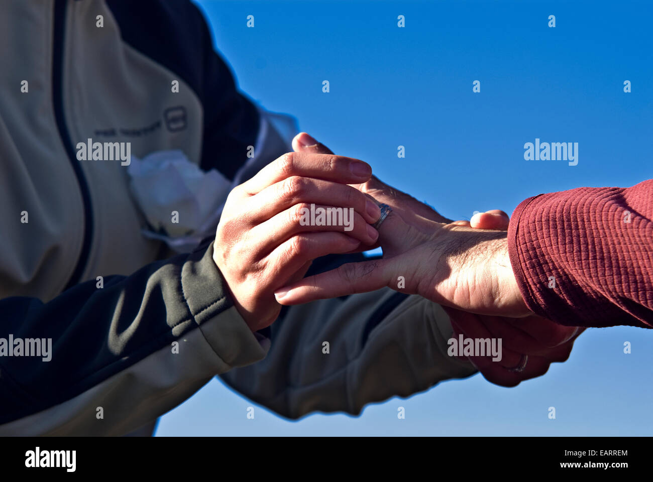 Couple point finger sky in hi-res stock photography and images - Alamy