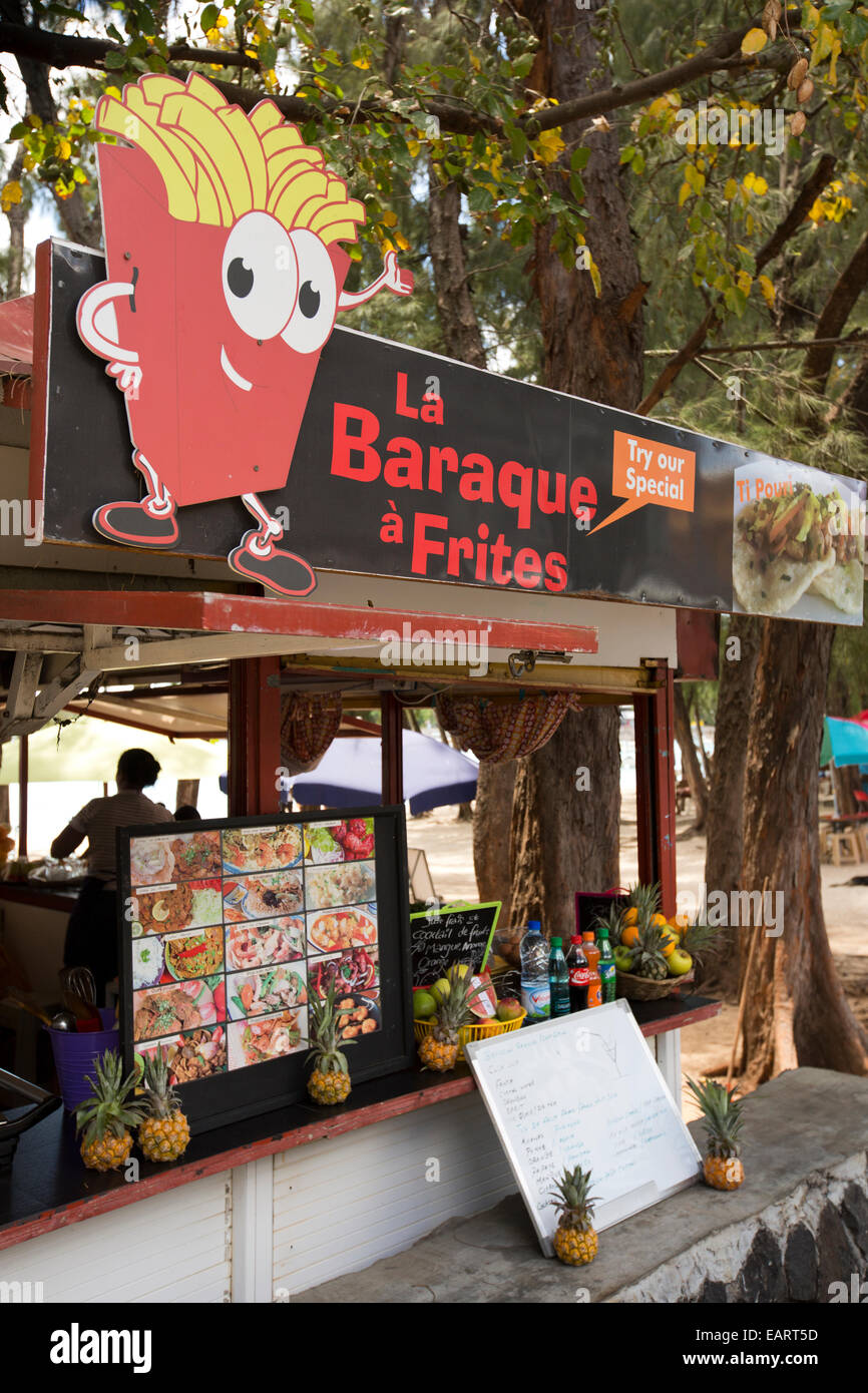 Mauritius, Grand Baie, public, beach, La Baraque a frites snack stall ...