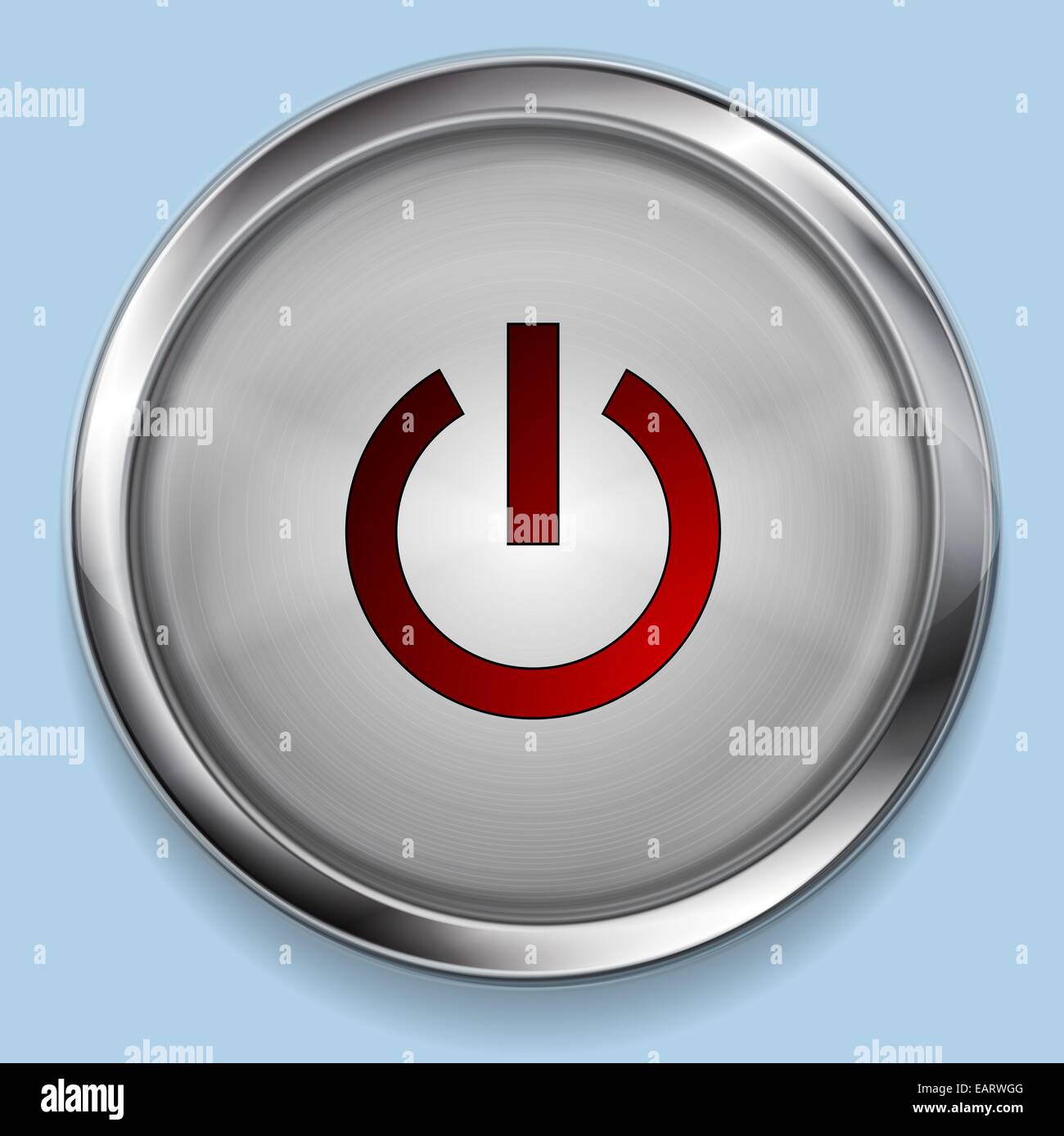 Realistic steel metal power button web design. Vector illustration ...