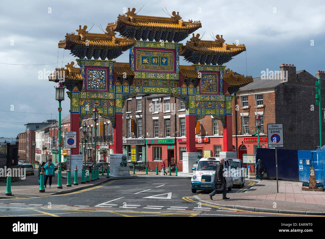 Liverpool - Great Britain - August 2014 - Chinese Arch in Nelson Street ...