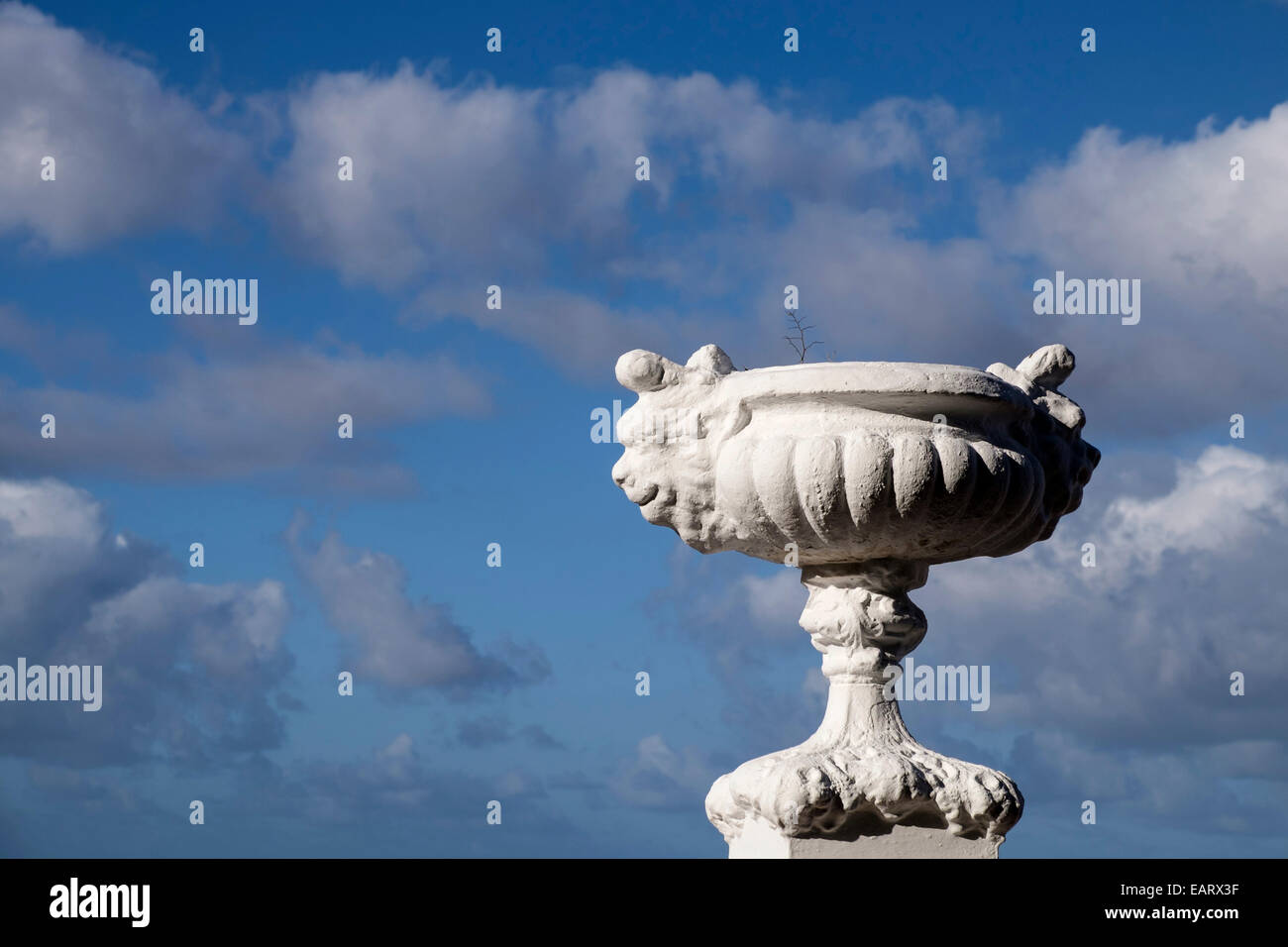 Cast concrete flower pots on the wall around the Plaza in Icod de Los ...