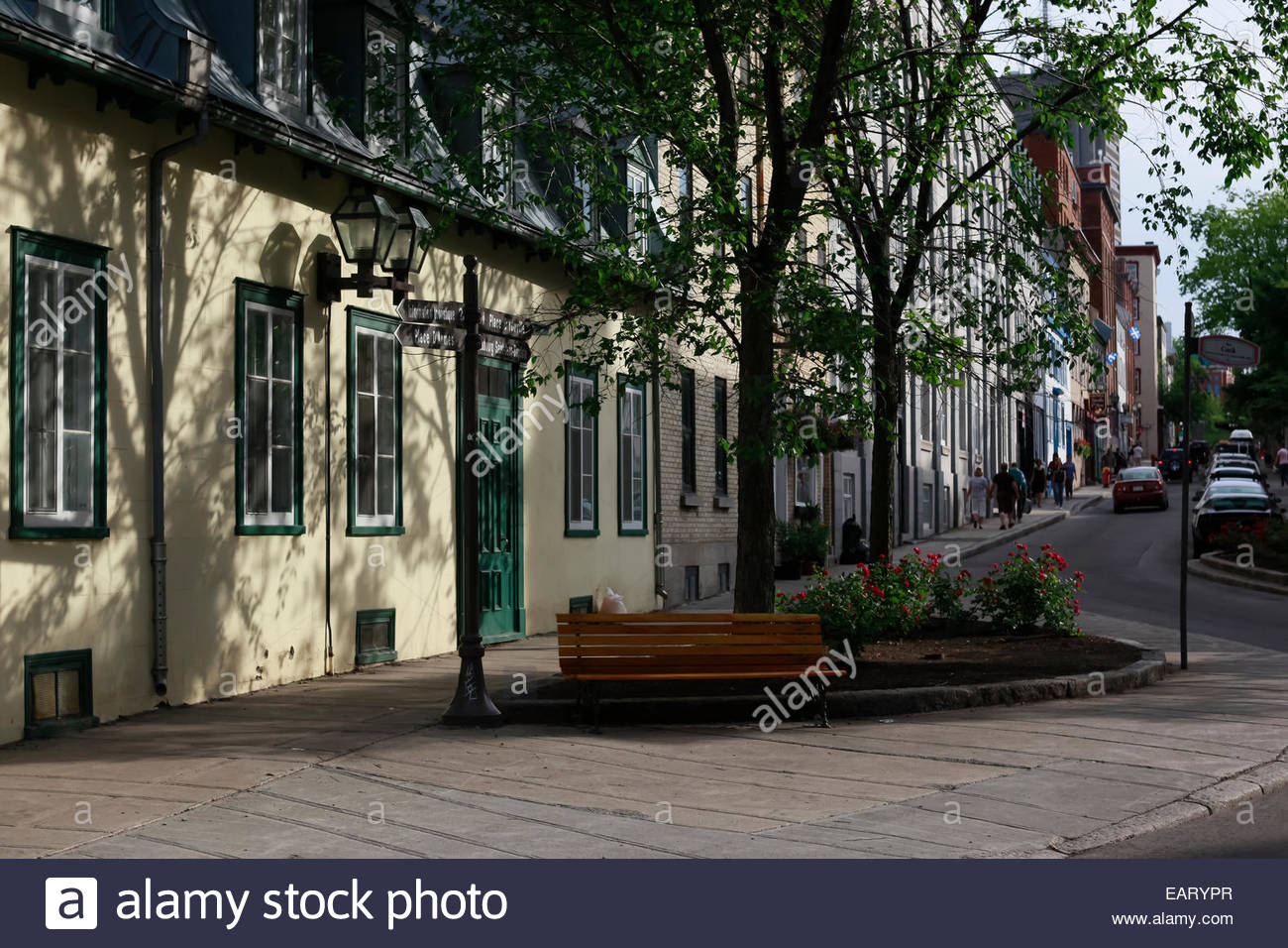 A summer street view in Old Quebec Stock Photo - Alamy