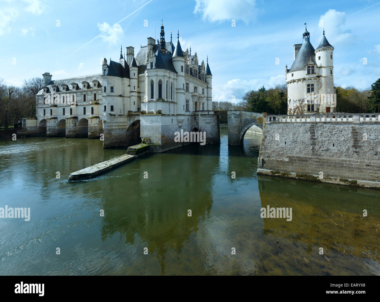 Castle Chenonceau on the River Cher (France). Built in 1514-1522. The ...