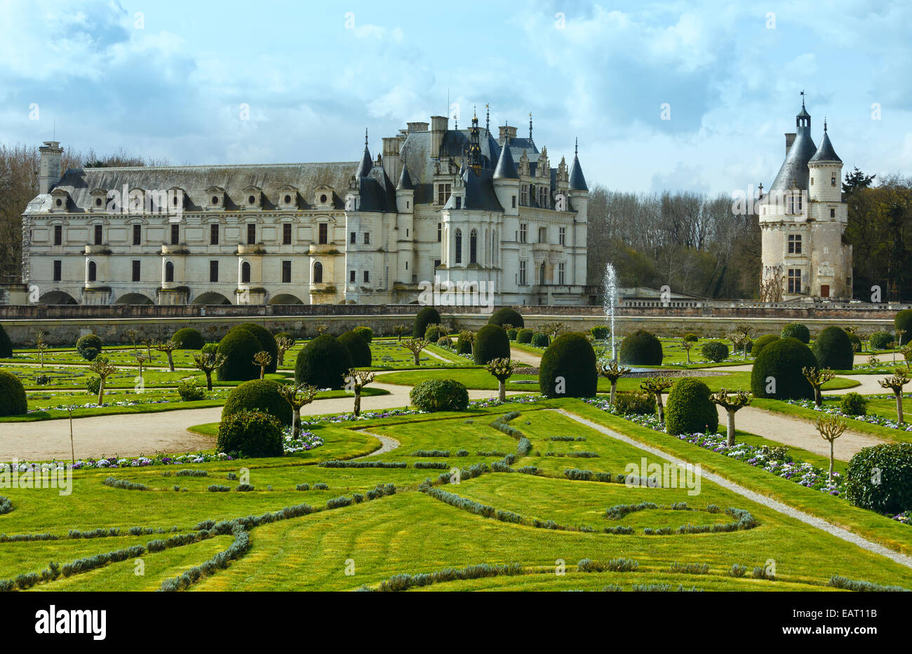 Castle Chenonceau on the River Cher (France). Built in 1514-1522. The ...