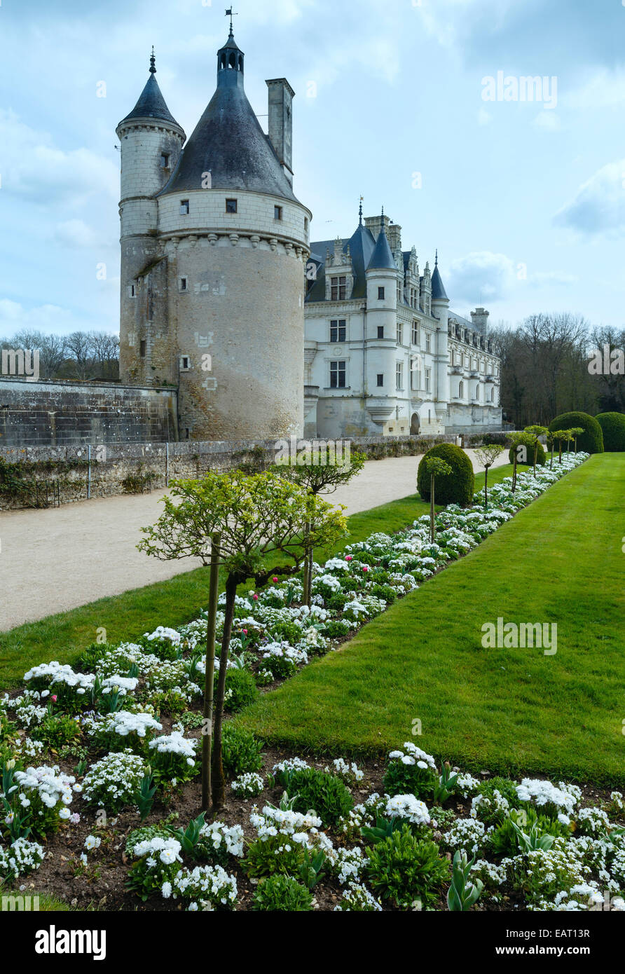 Castle Chenonceau on the River Cher (near village Chenonceaux, France ...