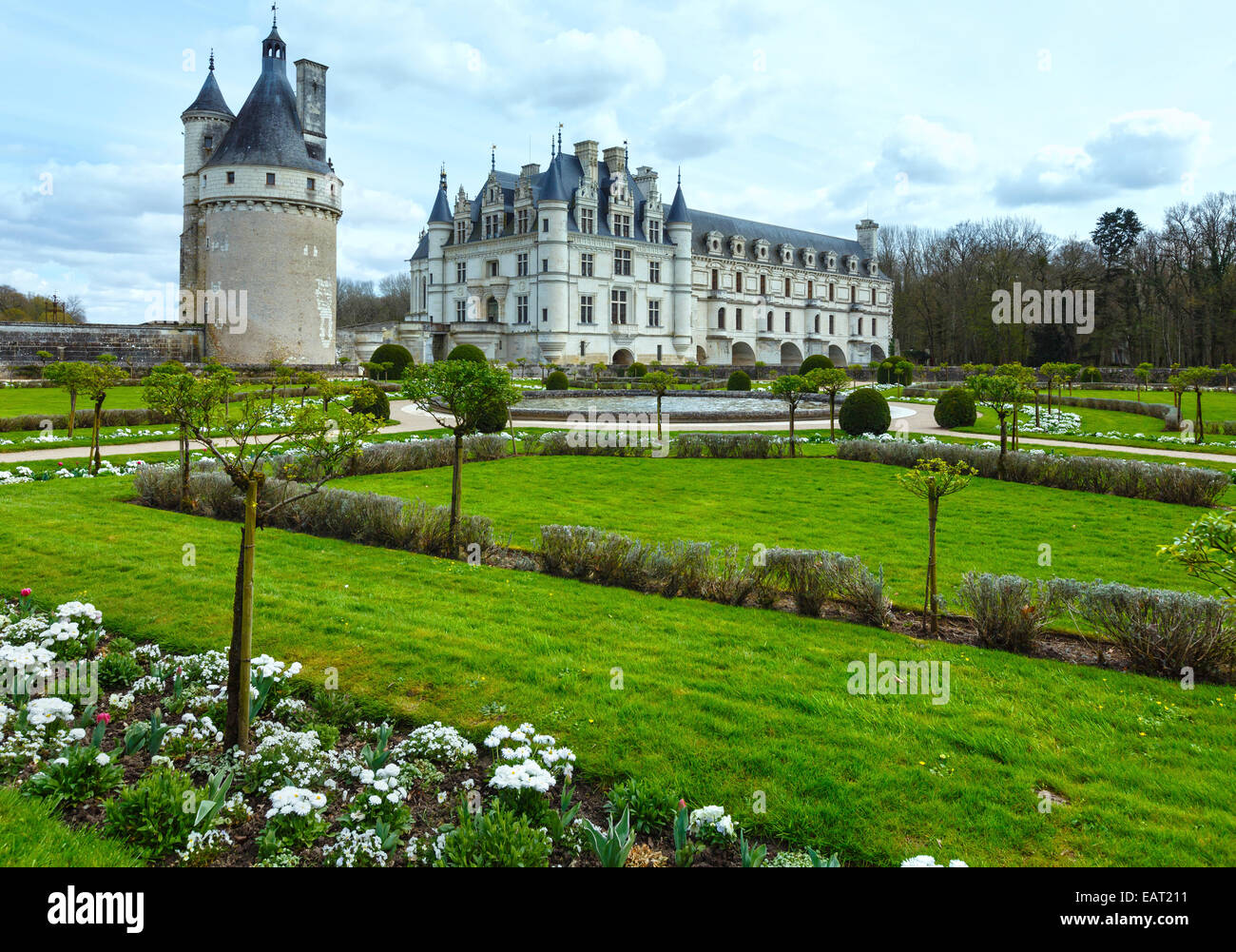 Castle Chenonceau on the River Cher (near village Chenonceaux, France ...