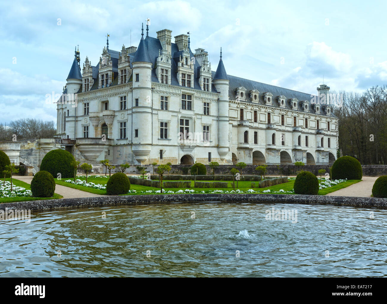 Castle Chenonceau on the River Cher (France). Built in 1514-1522. The ...
