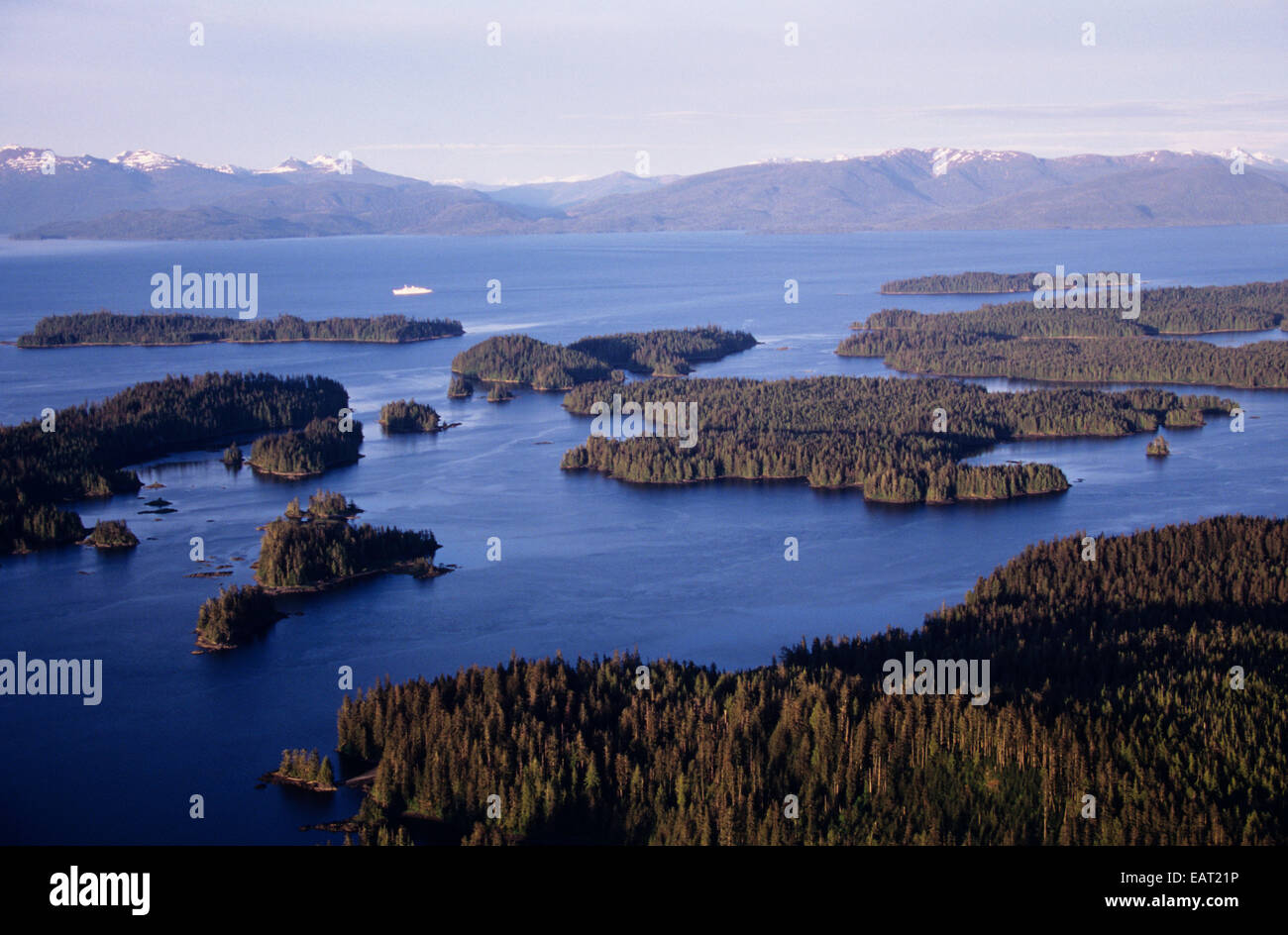 Alaska, Aerial Of Clarence Strait And Islets, Regent Star Cruise Ship ...