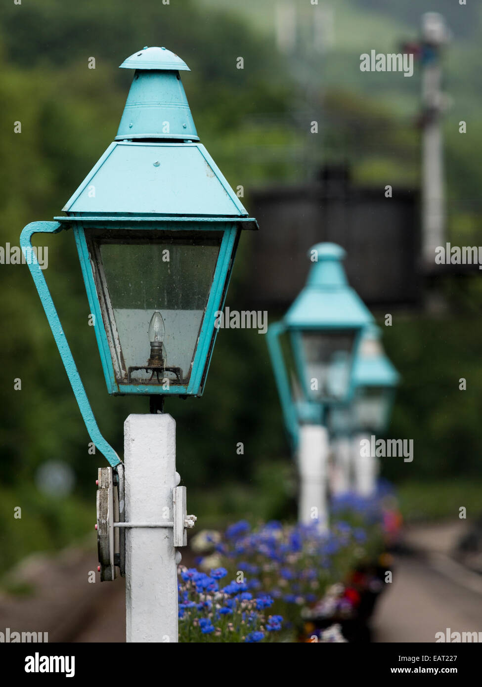 vintage platform lights at Grosmont station on the North Yorkshire ...