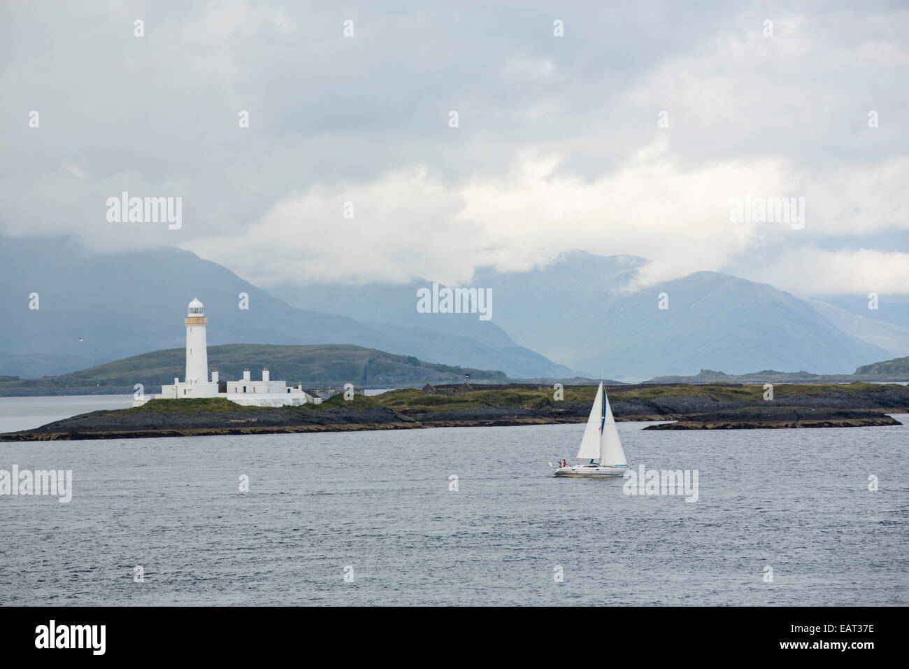 Eilean Musdile Lighthouse on Rubha Fiart, Lismore Island, Scotland, UK ...