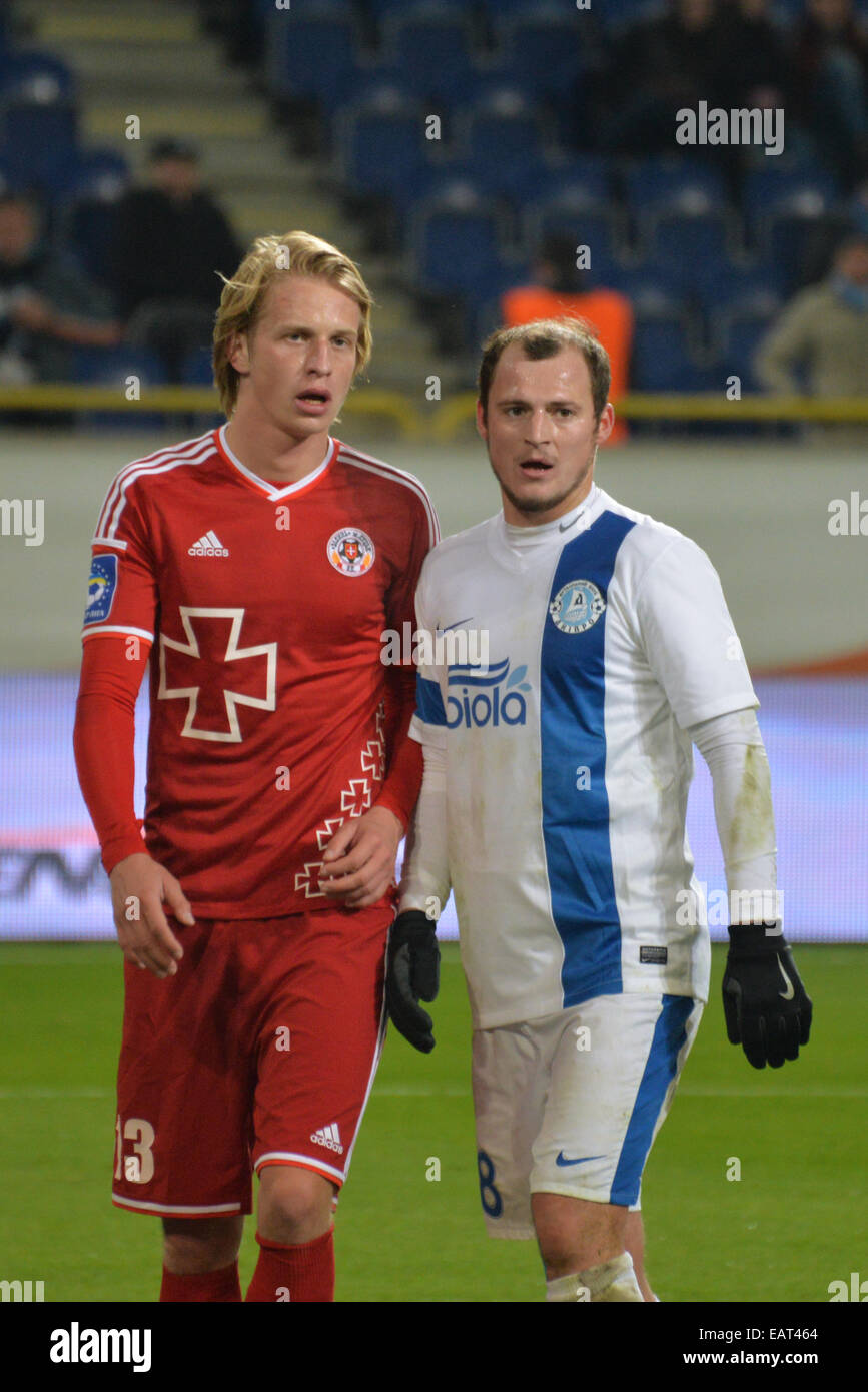 Artem Shabanov and Roman Zozulya during the match between FC Dnipro and ...