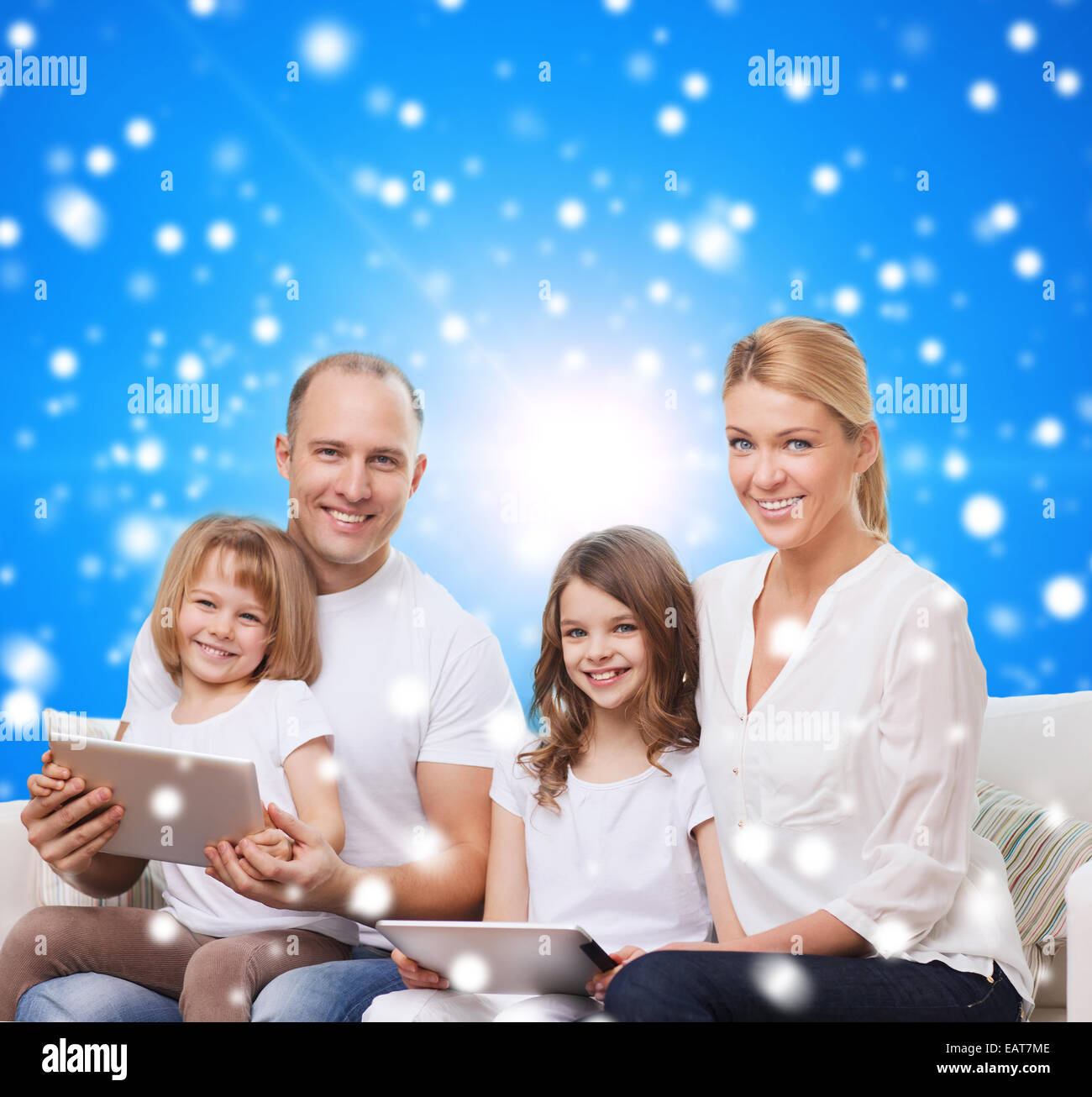 happy family with tablet pc computers Stock Photo - Alamy