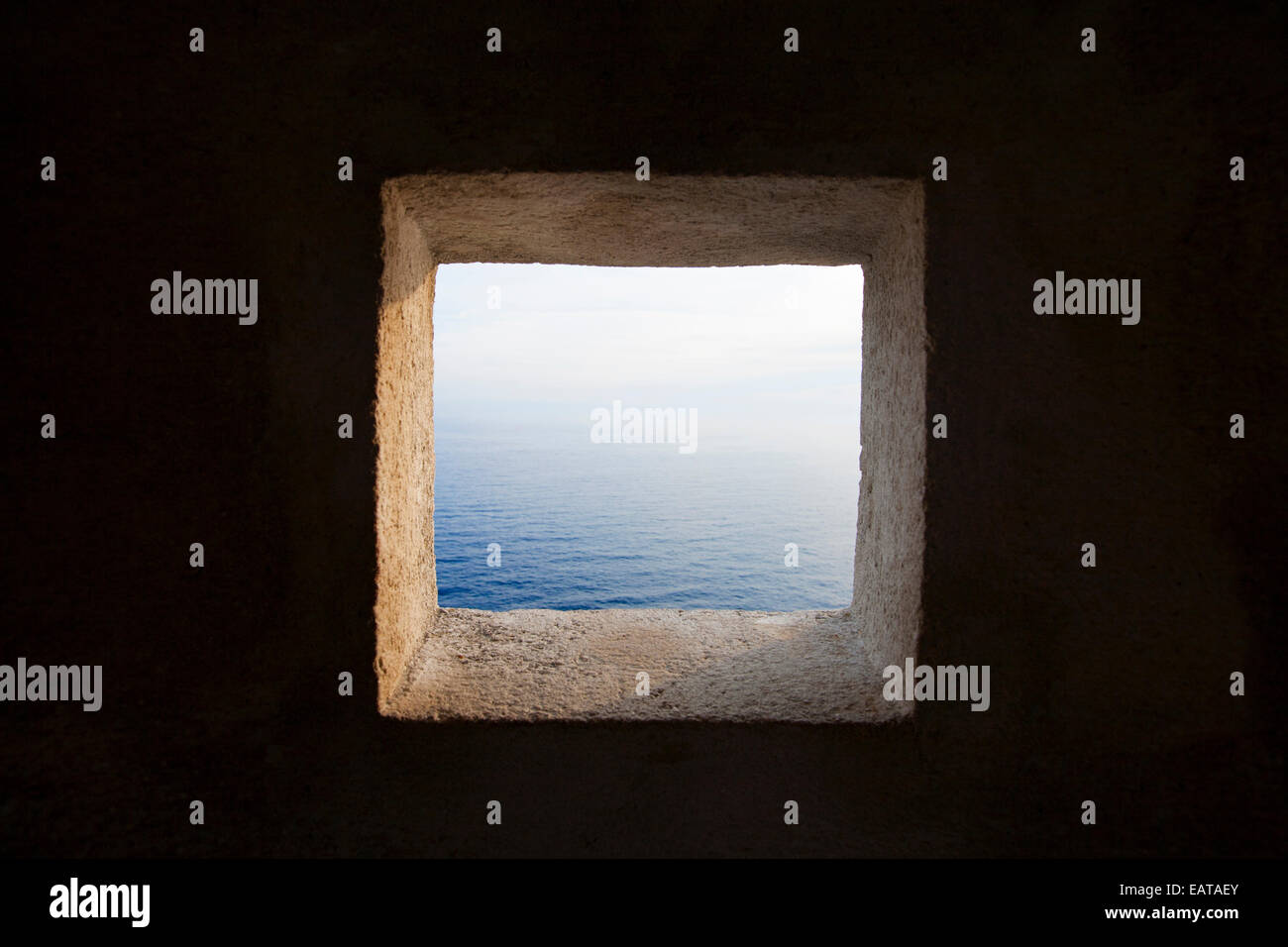 SEA VIEW THROUGH WALL WINDOW Stock Photo - Alamy