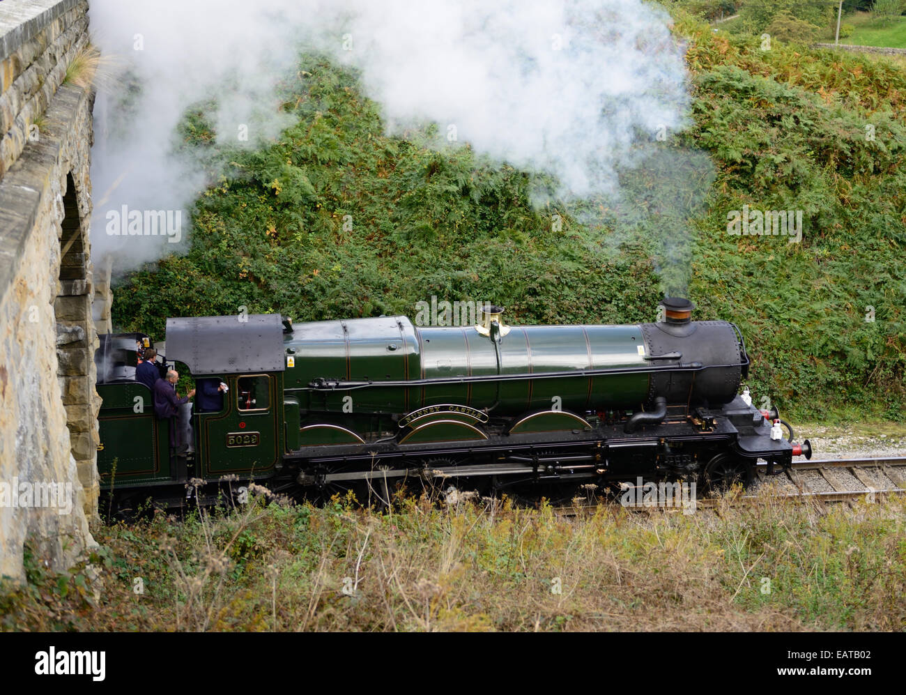GWR loco No 5029 Nunney Castle climbing the steep gradient towards ...
