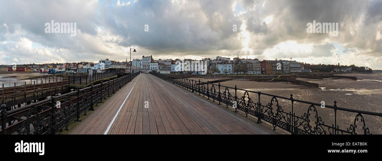 Ryde Pier Isle of Wight with the the town of Ryde in the background and ...