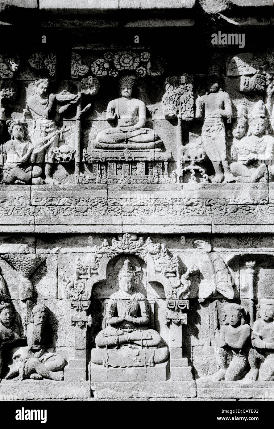 World Travel. Buddha carvings and reliefs at Buddhist monument ...